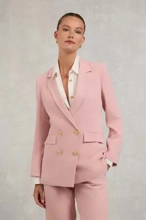 Holland Cooper Double Breasted Blazer Linen 's - Pink