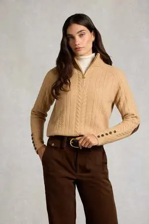 Holland Cooper Fairford Quarter Zip Knit 's - Camel