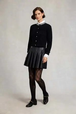 Holland Cooper Faux Leather Pleated Mini Skirt 's