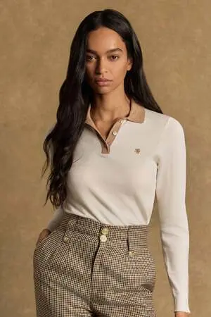Holland Cooper Falmouth Knitted Polo Natural 's - Camel