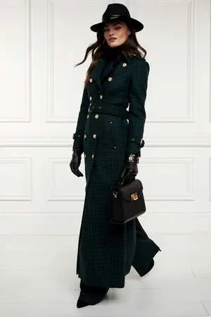Holland Cooper Full Length Marlborough Trench Coat Houndstooth 's