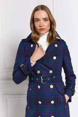 Holland Cooper Full Length Marlborough Trench Coat Tartan 's