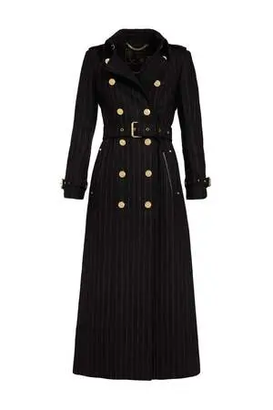 Holland Cooper Full Length Marlborough Trench Coat Pinstripe 's