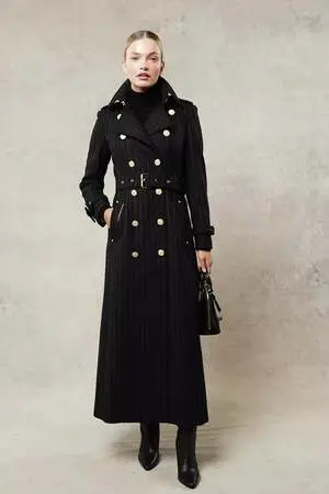 Holland Cooper Full Length Marlborough Trench Coat Pinstripe 's