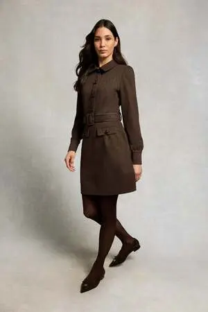 Holland Cooper Hawthorn Mini Dress Herringbone 's - Walnut