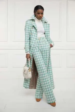 Holland Cooper High Waisted Straight Trouser Large Scale Houndstooth 's