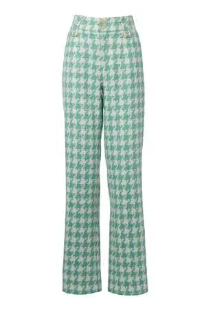 Holland Cooper High Waisted Straight Trouser Large Scale Houndstooth 's