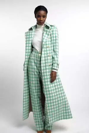 Holland Cooper High Waisted Straight Trouser Large Scale Houndstooth 's