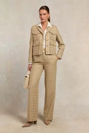 Holland Cooper High Waisted Straight Trouser Sparkle Tweed 's