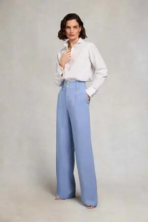 Holland Cooper High Waisted Straight Trouser Ice Linen 's