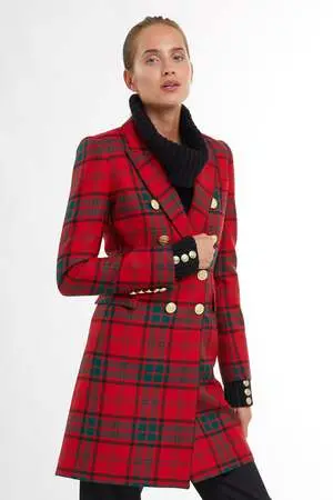 Holland Cooper Knightsbridge Coat Tartan 's - Red