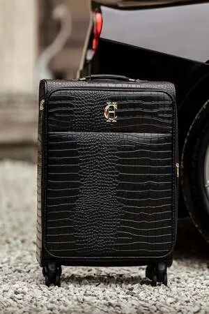 Holland Cooper Knightsbridge Large Suitcase Croc - Black