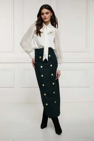 Holland Cooper Knightsbridge Maxi Skirt Houndstooth 's