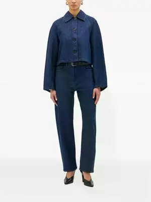 Another Tomorrow Cropped Denim Jacket