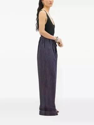 Another Tomorrow Striped Cotton Trousers