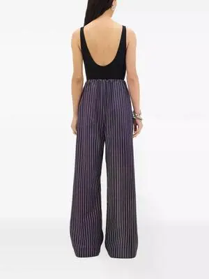 Another Tomorrow Striped Cotton Trousers