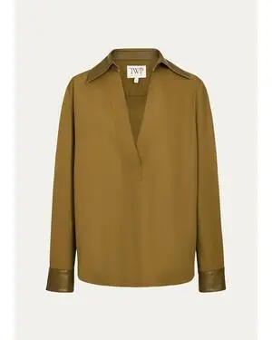 TWP A Case Of You Cotton-leather Blouse