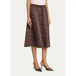 Brunello Cucinelli Quilted Volume A-line Midi Skirt