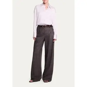 TWP Hudson Checked Pleated Straight-leg Pants