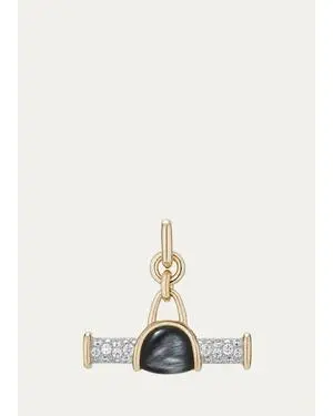 MASON AND BOOKS 14k Mother-of-pearl With Diamonds And White Rhodium Jumbo Bar Pendant - Black