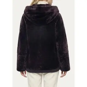 Gorski Select Textured Shearling Lamb Hooded Jacket