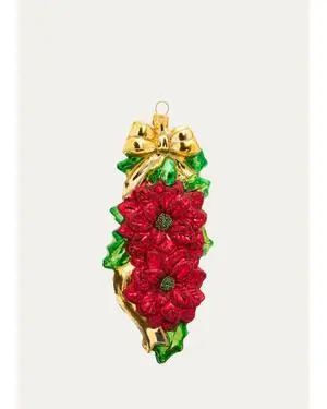 IMPULS Christmas Poinsettia Glass Ornat - Multi