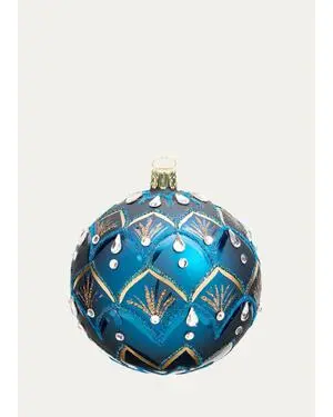 Bergdorf Goodman Art Deco Blue Christmas Ornat Blue
