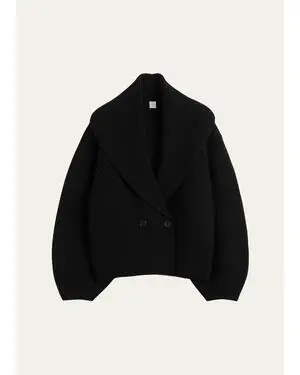 TOTEME Shawl-lapel Oversized Wool Cardigan - Black