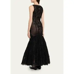 Prabal Gurung High-neck Sleeveless Lace Mermaid Gown
