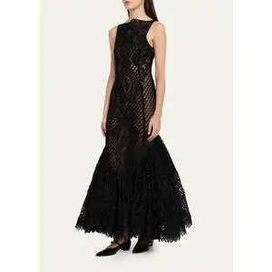 Prabal Gurung High-neck Sleeveless Lace Mermaid Gown