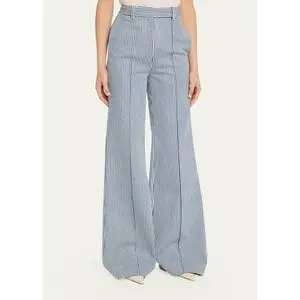 Adam Lippes Deeda Striped Twill Wide-leg Pants