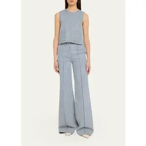 Adam Lippes Deeda Striped Twill Wide-leg Pants