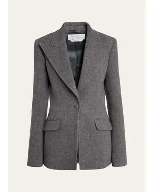 Gabriela Hearst Leiva Speckled Herringbone Single-breasted Blazer - Charcoal Multi
