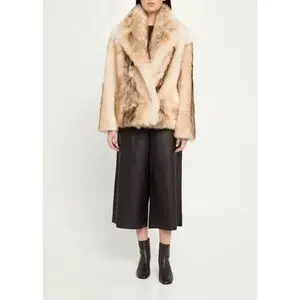 YVES SALOMON Lamb Shearling Double-breasted Short Coat