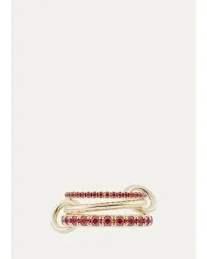 SPINELLI KILCOLLIN Norah 18k Yellow Gold Red Pave 3-band Ring - Ruby