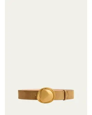 Khaite Keefe Suede Belt - Mud