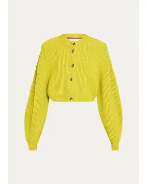RÙADH The Cadogan Cashmere Rib Crop Crewneck Cardigan