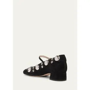 Valentino Garavani 30mm Nellcote Studded Suede Ballerina Pumps