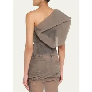 Rick Owens Claudia Sculptural One-shoulder Tulle Bustier Top