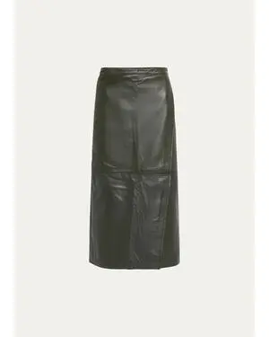 RÙADH The Este Leather Midi Wrap Skirt