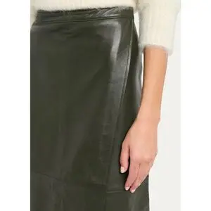 RÙADH The Este Leather Midi Wrap Skirt