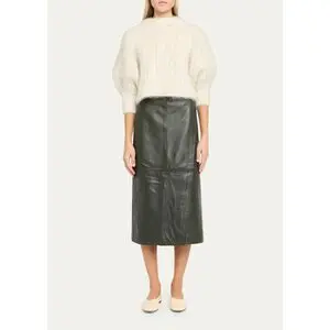 RÙADH The Este Leather Midi Wrap Skirt