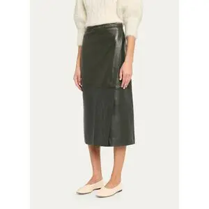 RÙADH The Este Leather Midi Wrap Skirt