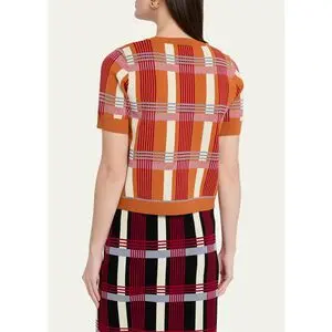 ZANKOV Plaid Short-sleeve Sweater