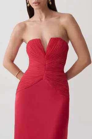 Meshki Aiyana Pleated Strapless Maxi Dress