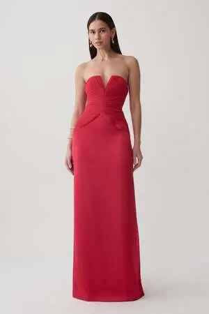Meshki Aiyana Pleated Strapless Maxi Dress