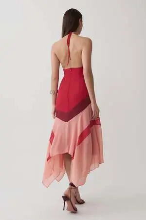 Meshki Bettina Chiffon Halter Neck Midi Dress