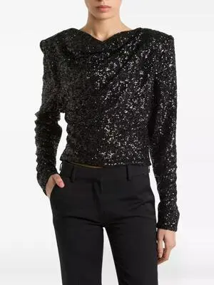 Balmain Sequinned Top With Bow