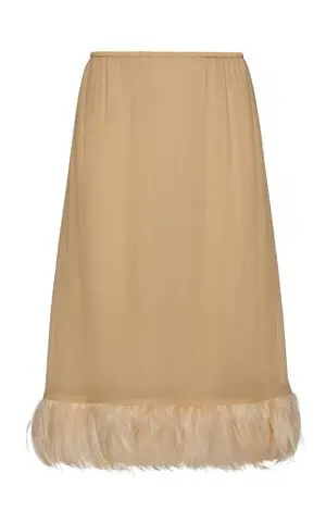 Magda Butrym Feather-trimmed Silk Midi Skirt