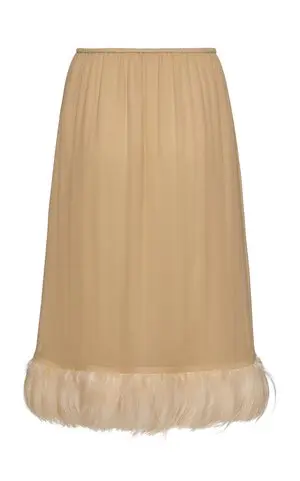 Magda Butrym Feather-trimmed Silk Midi Skirt